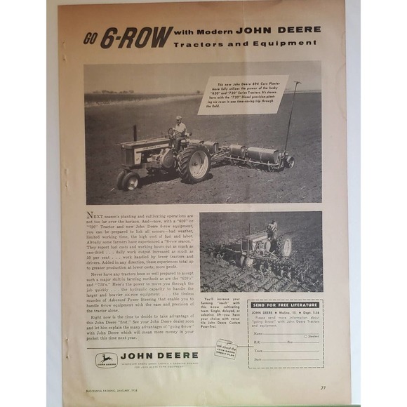John Deere | Other | 958 John Deere Go Six Row Two Cylinder And Corn ...